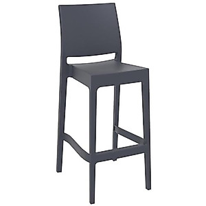 Pemberly Row 29.5" Resin Barstool in Dark Gray Finish - Set of 2
