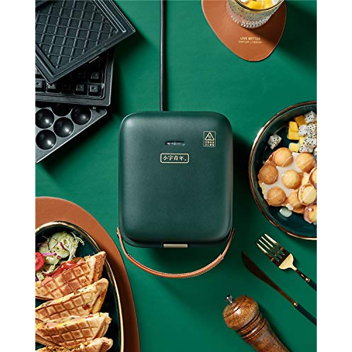 3-in-1 Sandwich Waffle Eggette Maker Portable Cooking Non-stick Coated Detachable Bakeware Plates Electric Panini Press Double-sided Heating Breakfast Toaster