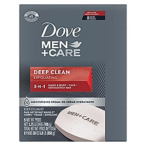 Dove Men+Care Body and Face Bar More Moisturizing Than Bar Soap Deep Clean Effectively Washes Away Bacteria, Nourishes Your Skin, 3.75 Ounce (Pack of 8)