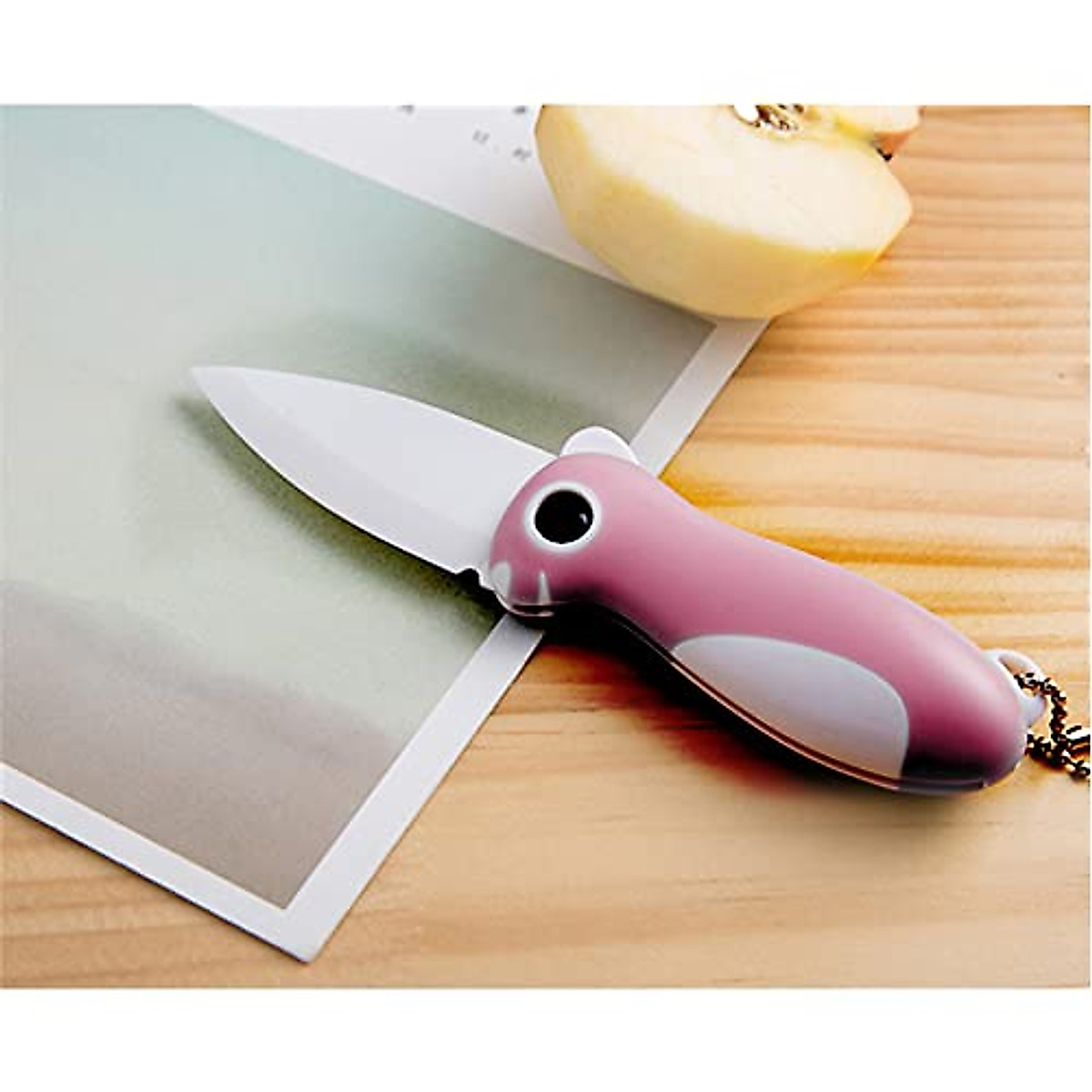 COLLMORE Ceramic Paring Knife - Small Folding Pocket Knife with 2.3in Sharp Blade - 1.3oz Mini Cute Portable Fruit Knife for Travel, Camping, Kitchen, Women, Men(Pink)