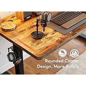 BANTI 63'' Standing Desk, Electric Stand up Height Adjustable Home Office Table, Sit Stand Desk with Splice Board, Rustic Brown