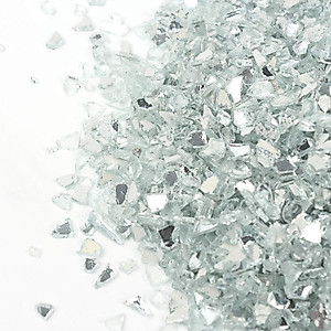 Alan Stone High Luster Reflective Fire Glass Gravel,Fire Gems,Fire Drops,Fire Glass Pebbles Stones Beads Chips for Fire Pit Fish Tank Aquarium Garden,3-6mm 305g/0.67lb (Mirror)