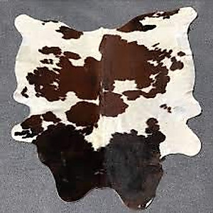 MeshNew Tricolor Brazilian Cowhide Rug Tri Cow Hide Skin Leather Area Rug Exotic (Small 5ft X 3ft)