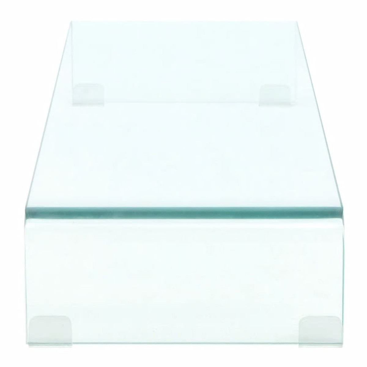 Festnight Clear Tempered Glass Corner TV Stand Computer Monitor Riser for Living Room Home Office Furniture (35.4"x11.8"x5.1")