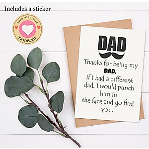 Thanks for being my DAD card - Fathers Day Card from Son, Daughter, Kids, Birthday Card - Size 5x7 inch Folded Card include Envelope, Sticker - Blank Inside - Funny, Unique & Romantic Card