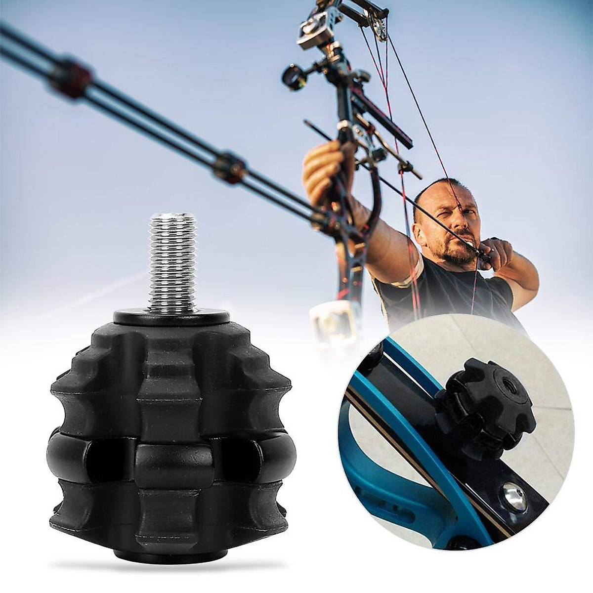 Alomejor Stabilizer Ball Shape Shock Absorber Recurve Bow Stabilizer Lifting Plate Damping Balance Bar(Black)