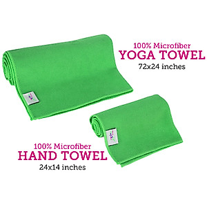 Go Go Active Yoga Accessories Set - Includes 2 Yoga Blocks, 1 Microfiber Non Slip Mat Towel 72X24, 1 Microfiber Hand Towel 24X15, 1 Yoga Strap, 1 Pair of Yoga Socks (Green)