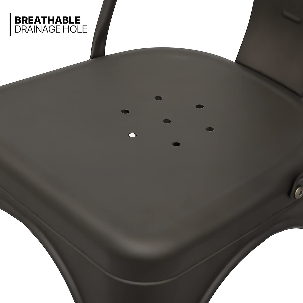 MoNiBloom Metal Dining Chair Set of 4 Stackable Indoor 17.5" Seat Height Bar Chairs with Back Outdoor Side Metal Kitchen Chairs for Bistro Cafe Side Restaurant Use, Gunmetal