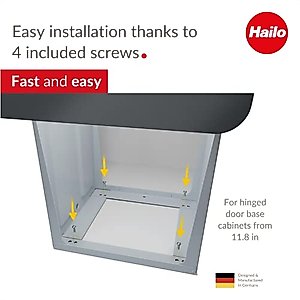 Hailo Ecoline Design L | Built-in Pull-Out Waste Separation System | 2 x 14 L / 2 x 3.7 gal Recycling Trash can (Black) | Removable Bins Made from 100% Recycled Plastic