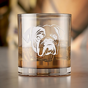 English Bulldog Dog Face Round Rocks Glass - Bulldog Gift, English Bulldog, Bulldog Glass, Bulldog Gift