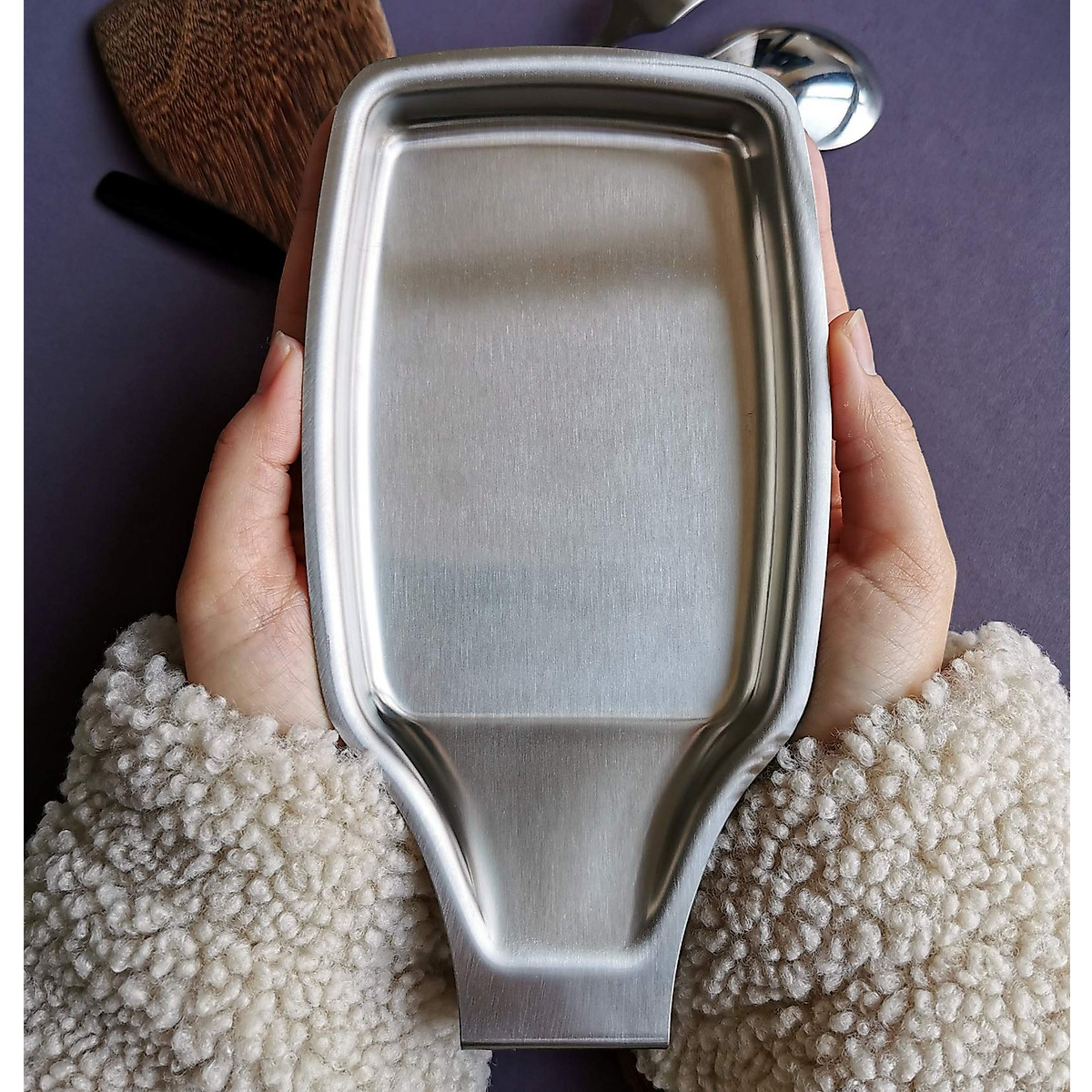 Spoon Rest for Kitchen Counter, Stainless Steel Spoon Holder for Stove Top, Dishwasher Safe