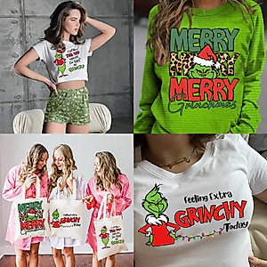 DJAIOD Christmas Iron on Transfers 3Pcs,Cute Heat Transfer Vinyl Green Cartoon Monster Iron on Iron on Transfers for T Shirts Heat Transfer Vinyl Pillow Hoodie DIY Crafts Xmas Transfer Design