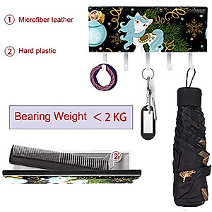 Christmas Unicorn Magical Floral Rack Organizer with 5 Hooks Wall Bathroom Kitchen Shelf Rack Multifunctional Storage Shelf