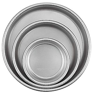 AmazonCommercial Aluminum Round Cake Pans, 3-Piece Set, Includes Pan Sizes in 8, 6, and 4 Inches