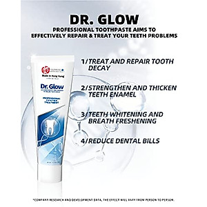 Dr. Glow Adult Cavity Repair Toothpaste, Fluoride Free Enamel Repair Tooth Taste for Teeth Remineralizing, Hydroxyapatite Toothpaste for Tooth Decay Repair, Cavity Reversing Anticavity, Minty 3.52oz