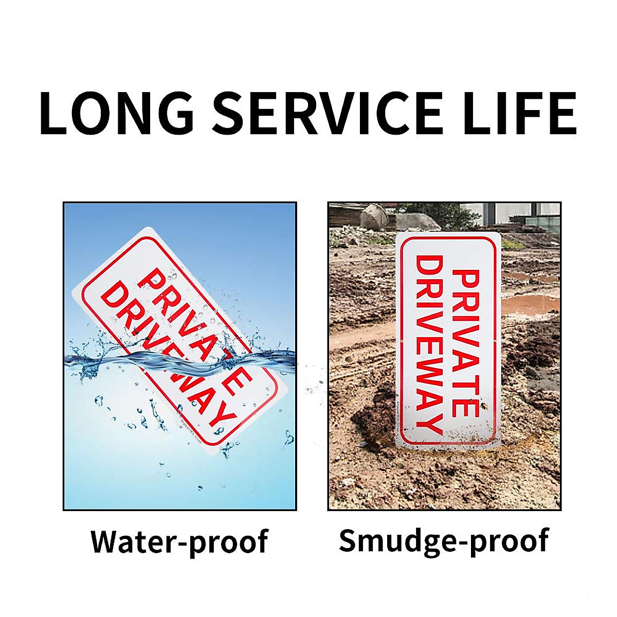 2 Pack Private Driveway Sign, 14"x 7" .04" Aluminum Reflective Sign Rust Free Aluminum-UV Protected and Weatherproof