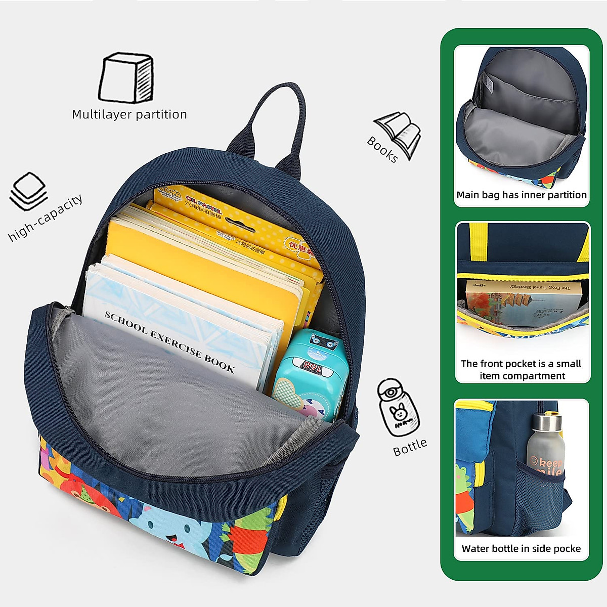 willikiva Cute Dinosaur Kids backpack for Girls Boys Preschool kids 3-5 Toddler(Giraffe)