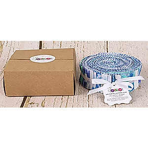Soimoi 40Pcs Tie Dye Print Precut Fabrics Strips Roll Up 1.5x42inches Cotton Jelly Rolls for Quilting - Blue