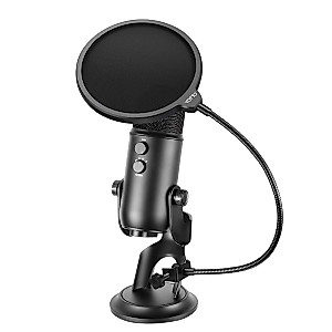 YOTTO Microphone Pop Filter Studio Windscreen Mic Cover Mask Shield with Flexible Gooseneck and Clamp for Blue Yeti, Audio Technica and All Microphones