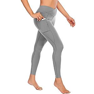 Bblulu High Waist Yoga Leggings with Pockets,Tummy Control Workout Leggings Gym Running 4 Way Stretch Yoga Pants