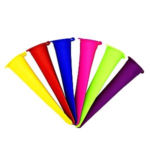 Helpcook Silicone Ice Pop Molds,BPA Free Popsicle Molds with Attached Lids,Reusable DIY Popsicle Molds for Kids,Set of 6 (Pure color)