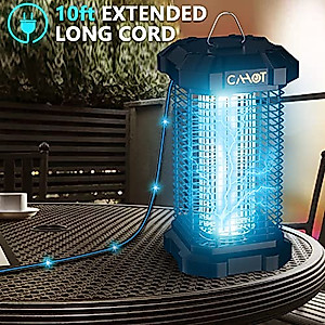 Cahot Bug Zapper, Indoor & Outdoor 4200V Mosquito Zapper, Weatherproof Fly Killer with 10ft Extra Long Cable & Metal Cage, Pest Control Device for Home, Kitchen, Backyard, and More