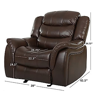 CHRISTOPHER KNIGHT HOME Merit Faux Leather Glider Recliner Club Chair, Dark Brown