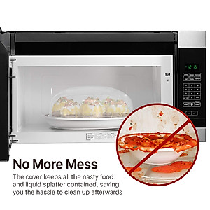 Flexzion Microwave Cover for Food, 12 Inch Plate Cover, BPA Free Plastic Food Cover, Transparent Anti-Splatter Cover Guard, with Adjustable Steam Vent Hole, Dishwasher Safe, Easy Grip Handle