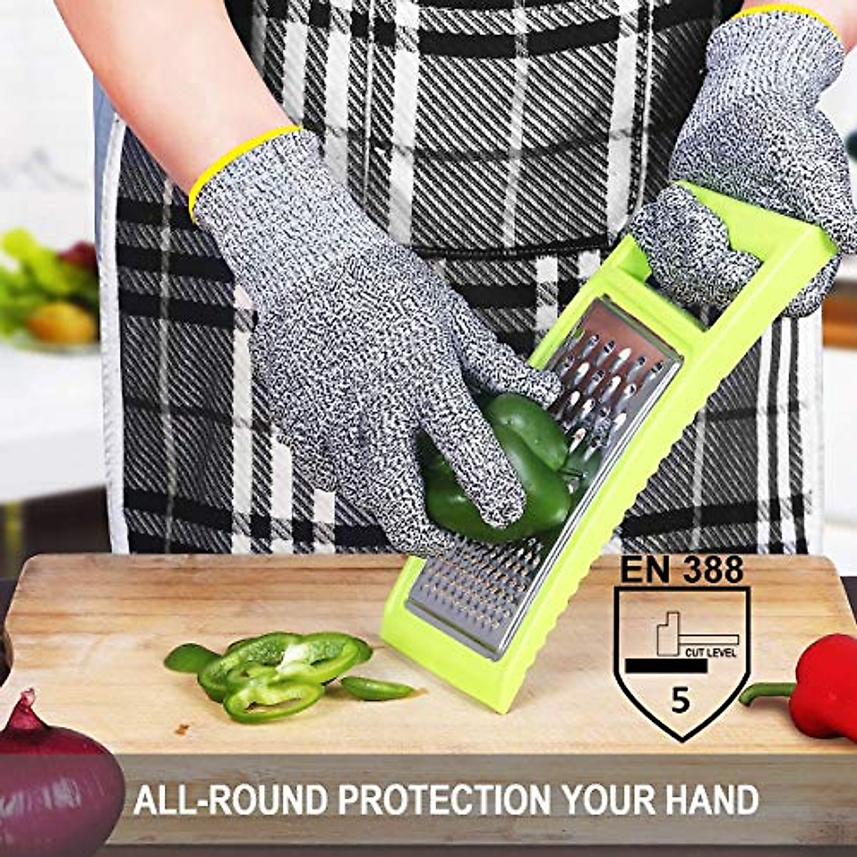Cut Resistant Gloves Food Grade, Level 5 Protection Cut Proof Gloves, Work Kitchen Cutting Gloves for Oyster Shucking, Meat Cutting, Wood Carving and Fish Fillet Processing, 1 Pair (Small)