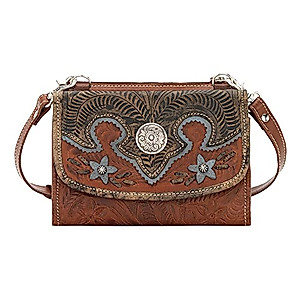 American West Women's Aw Desert Wildflower Tri-Fold Wallet Brown One Size