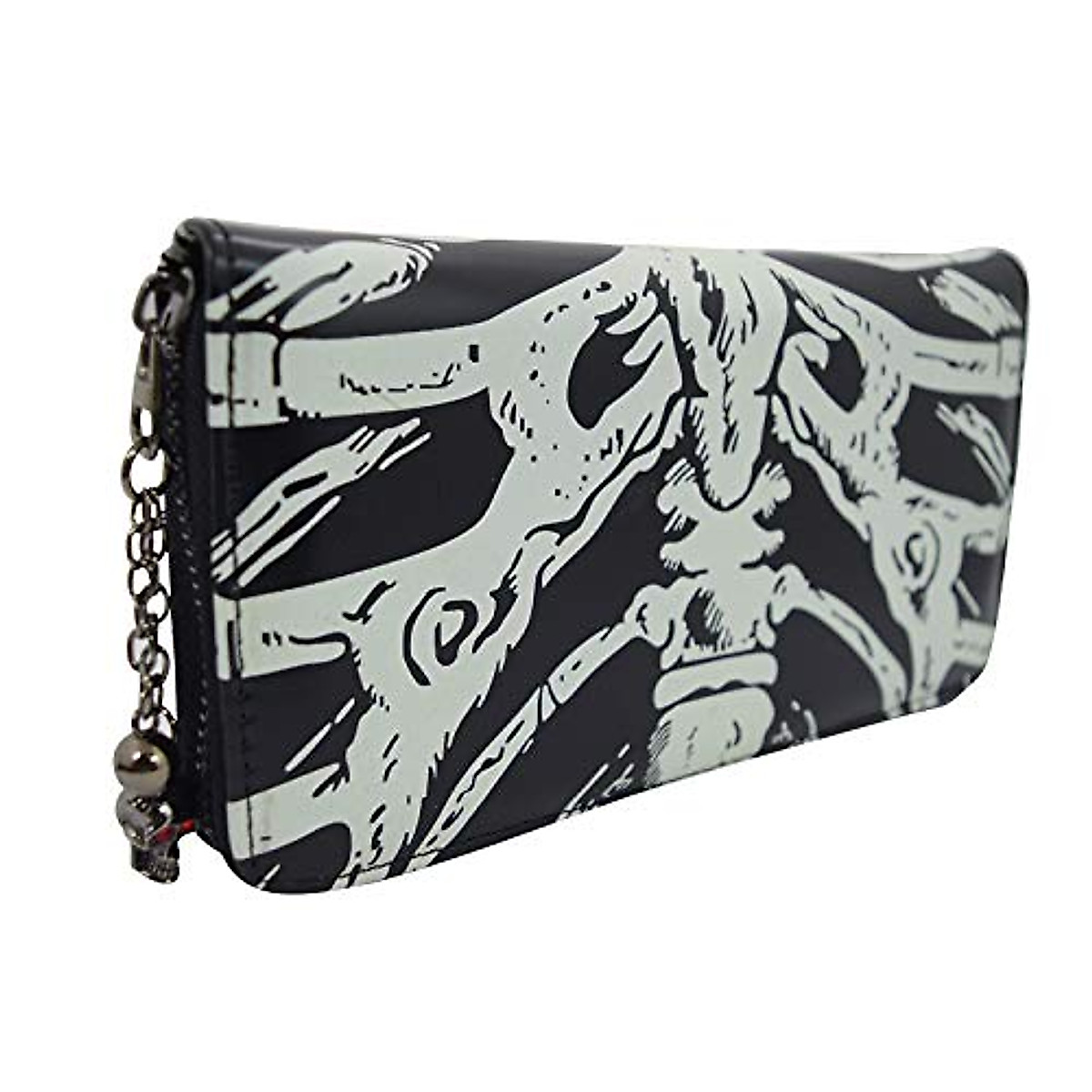 Lost Queen Gothic Skeleton Ribcage Glow in the Dark Zip Around Wallet