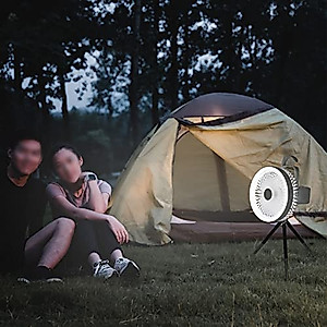 plplaaoo 4000mAh Tent Fan with 12 LED Lights,Camping Fan,Mute USB Rechargeable Battery Operated Desk Fan with Bracket,Hanging Hook,Remote Control,for Fishing, Camping,Office
