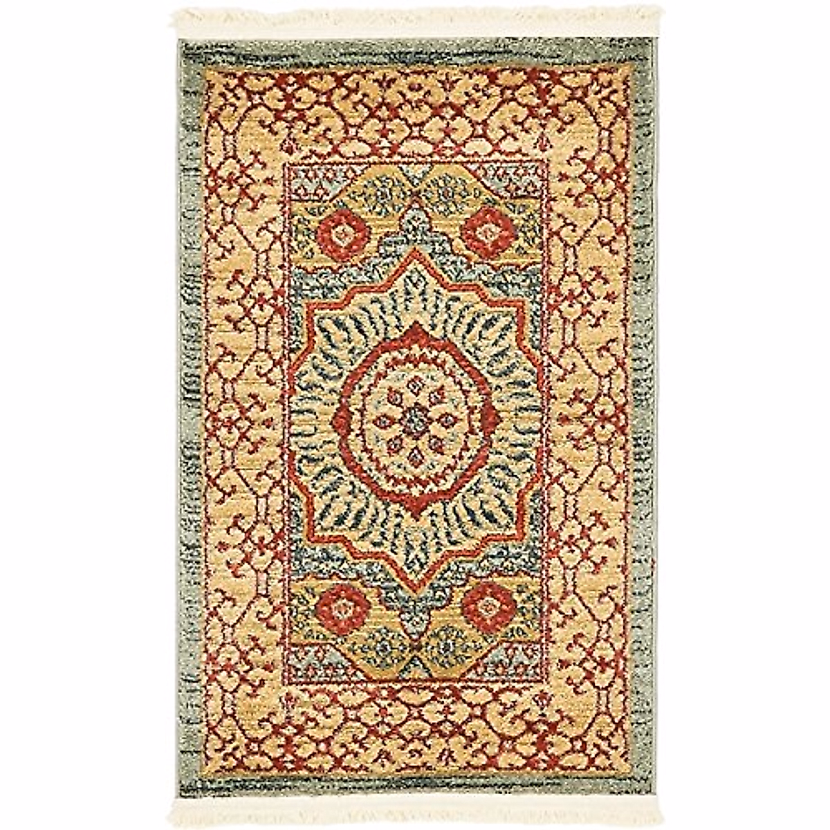 Unique Loom Palace Collection Area Rug - Saray (2' x 3' 1" Rectangle, Light Blue/ Red)