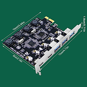 FebSmart 5-Ports Superspeed 5Gbps USB 3.0 PCIE USB Card for Windows and Linux Desktop PCs, 3X USB-A & 2X USB-C Ports, Built in Self-Powered Technology, No Need Additional Power Supply (FS-U3C2-Pro)