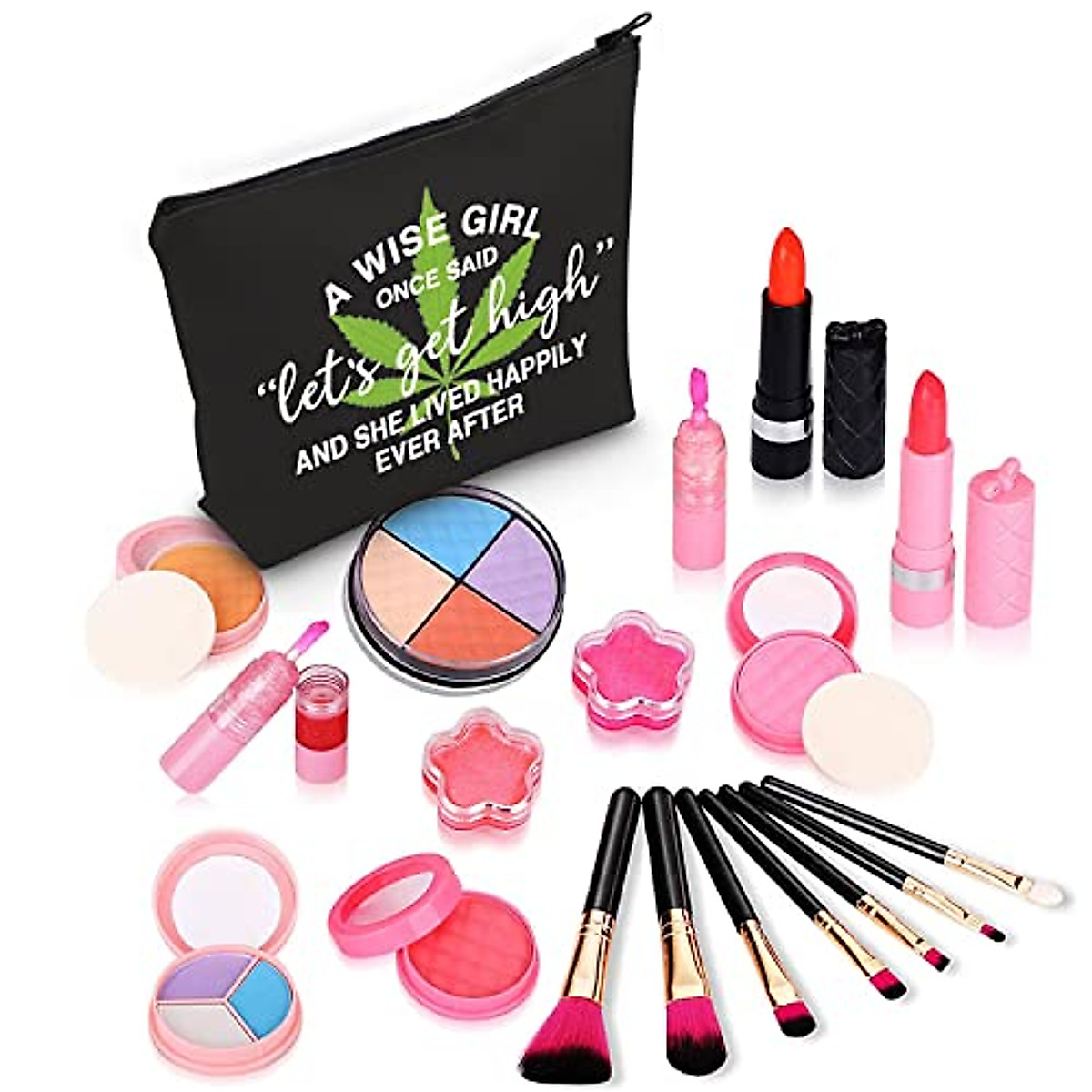 ZJXHPO Funny Marijuana Weed Leaf Makeup Cosmetic Bag Let's Get High Makeup Bag Weed Gift 420 Gift (BL Let's get high)