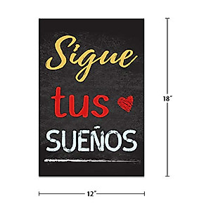 FaCraft Spanish Classroom Decorations,6pcs Spanish Motivational Posters,12"x 18" Inspirational Positive Quotes Wall Art Poster for Spanish Classroom School,Home,Office,Library Decor
