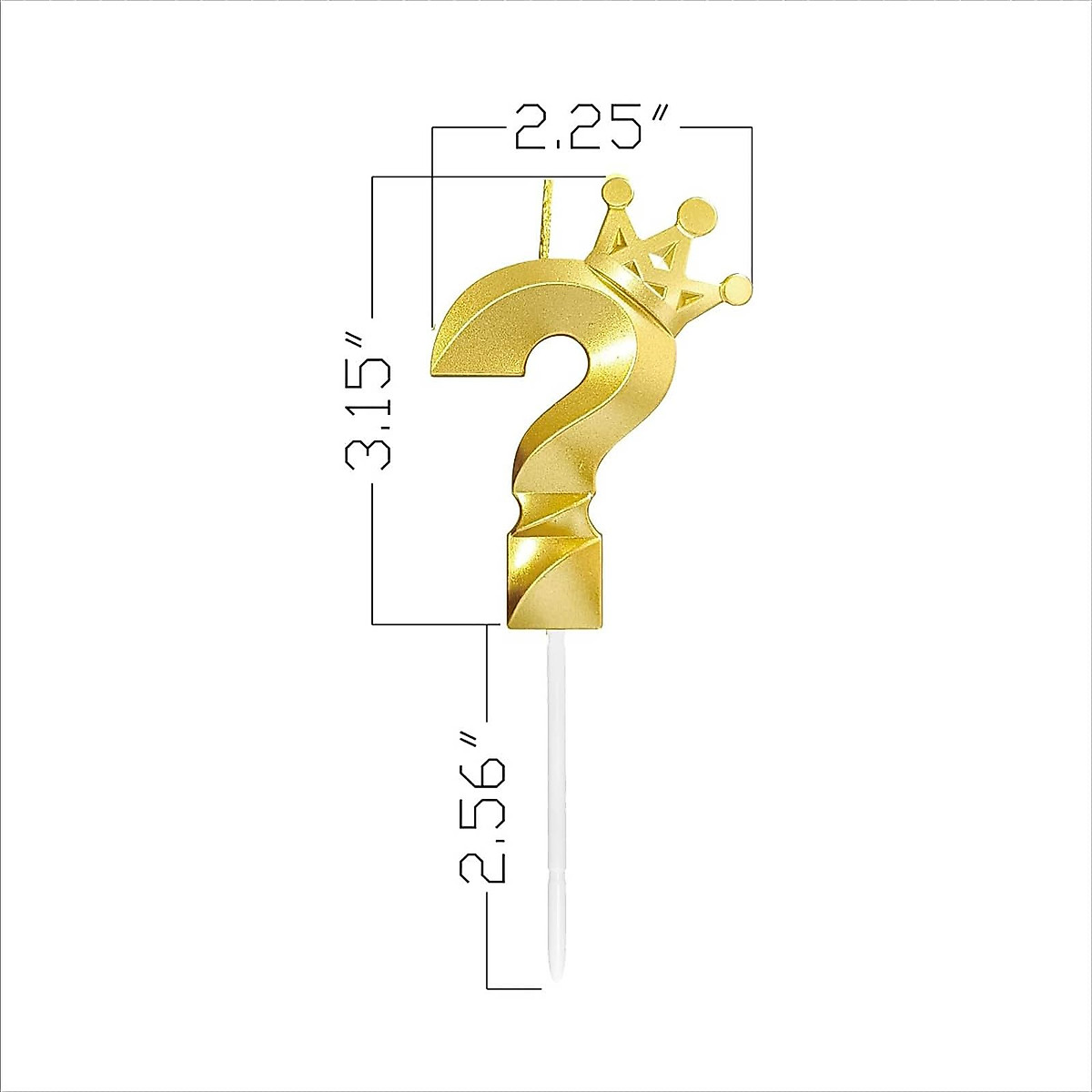 OUDEKE Gold Question Mark Candle Gold Crown Happy Birthday Candle Question Mark Cupcake Cake Topper Decoration Candle for Birthday Cakes Baby Showers Creative Gold ? Candle with Crown
