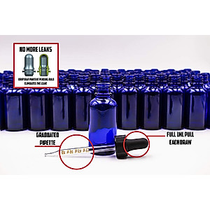 1 oz (30ml) Cobalt Blue Dropper Bottles with Graduated Dropper Assemblies- Pack of 120