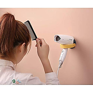 FREE Hair Dryer Holder,Wall Mounted Hair Tool Organizer , Blow Hair Dryer Holder，Hair Accessories Organizer, No Holes Hair Dryer Storage Rack for Bathroom Toilet (White)