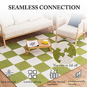 20 Pcs 12x12in Interlocking Foam Puzzle Carpet Tiles,Thick Design Non-Slip Shaggy Square Area Rug Easy to Put Together and Clean Texture Play Ground Mats(Color:Coffee+White)
