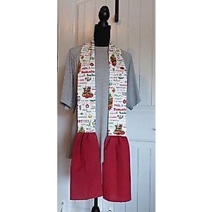 Chili Recipe Kitchen Boa with Red Towel, Neck Apron, Neck Towel, Kitchen Scarf, Chef's Towel, Gifts under $25, Ships Same/Next Day!