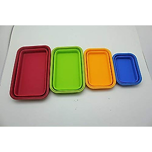 Sailing Elegant Collapsible Silicone Lunch Box/Container, Super Convenient Stackable Food Storage Containers, Material Safe (Set of 4, Multi)