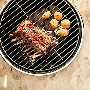 BergHOFF LEO Portable Tabletop BBQ Grill To-go grill with Heat Resistant Base Easy-carry strap & detachable handles, Removable elements, Adjustable airflow, 13.75", White