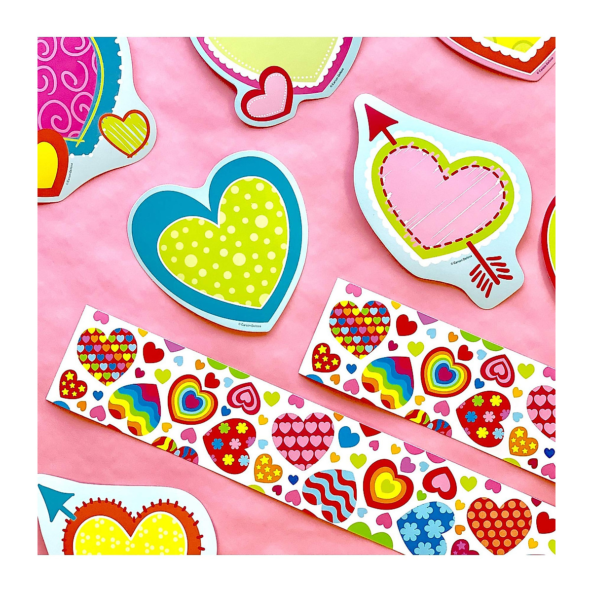 Carson Dellosa | Groovy Hearts Bulletin Board Borders | 12 Strips, 36ft