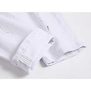 OIIIO Men's Patch Ripped Stretch Regular Fit Jean (40, 6624 White)