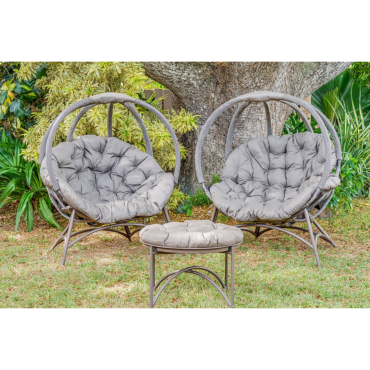 FlowerHouse FHOV400-SAND-SET Cozy Ball Chair Overland Sand Conversation Set