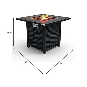 SereneLife Outdoor Propane Fire Pit Table-CSA Approved Safe 40,000 BTU Pulse Ignition Propane Gas Fire Table-28 inches-Steel Tabletop,Steel Panel