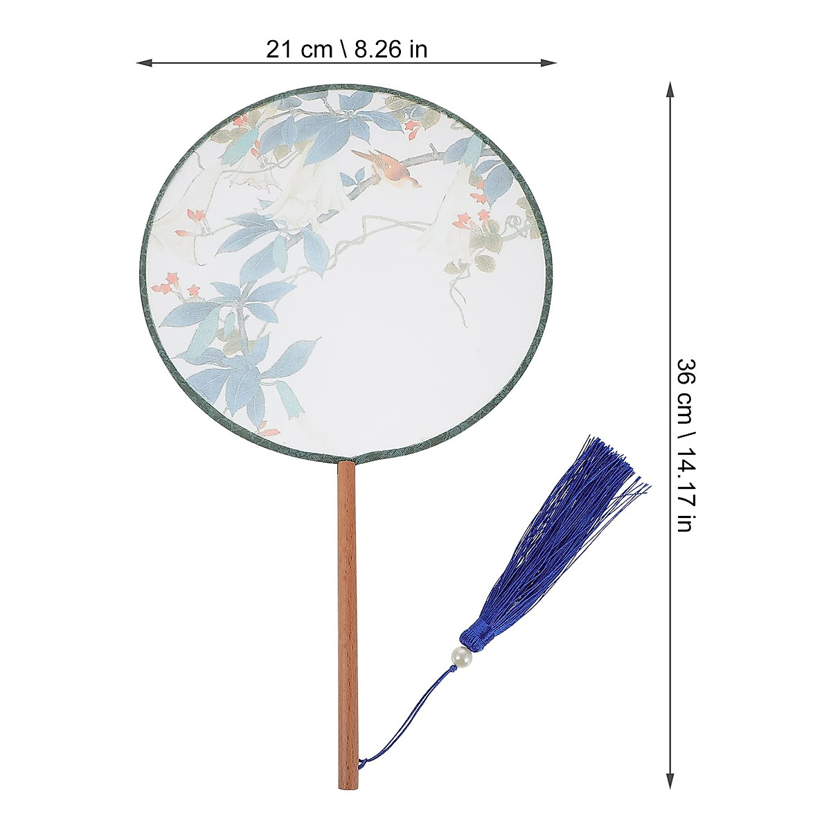 Abaodam Translucent Round Fan Handmade Handheld Fan Chinese Fans Folding Fan Vintage Paddle Hand Fan Women Boutique Cosplay Fan Prop Handheld Mini Fan Retro Fan Women's Hanfu Silk China