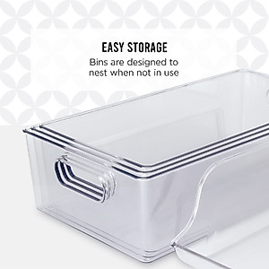Copco Square Clear Bin, 8.5 x 8.5 x 6-Inch, for Kitchen, Fridge, Pantry, Laundry, and More