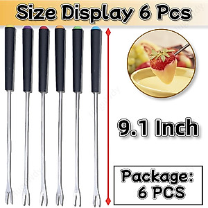 Stainless Steel Fondue Forks 6Pcs 9.1" with Heat Resistant Handle Color Fondue Set Fondue Sticks Fondue Cheese for Grill Cake Chocolate Meat Fruits Cheese Fondue Fountain Roast Marshmallows Dessert
